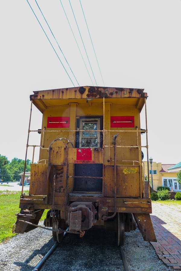 Old Red Caboose Back View stock image. Image of tracks - 99024065