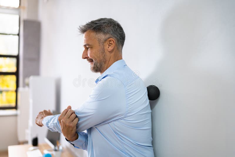 Back Trigger Point Massage Using Foam Ball Stock Image - Image of male ...