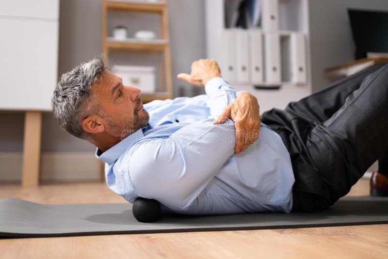 Back Trigger Point Massage Using Foam Ball Stock Image - Image of knots ...