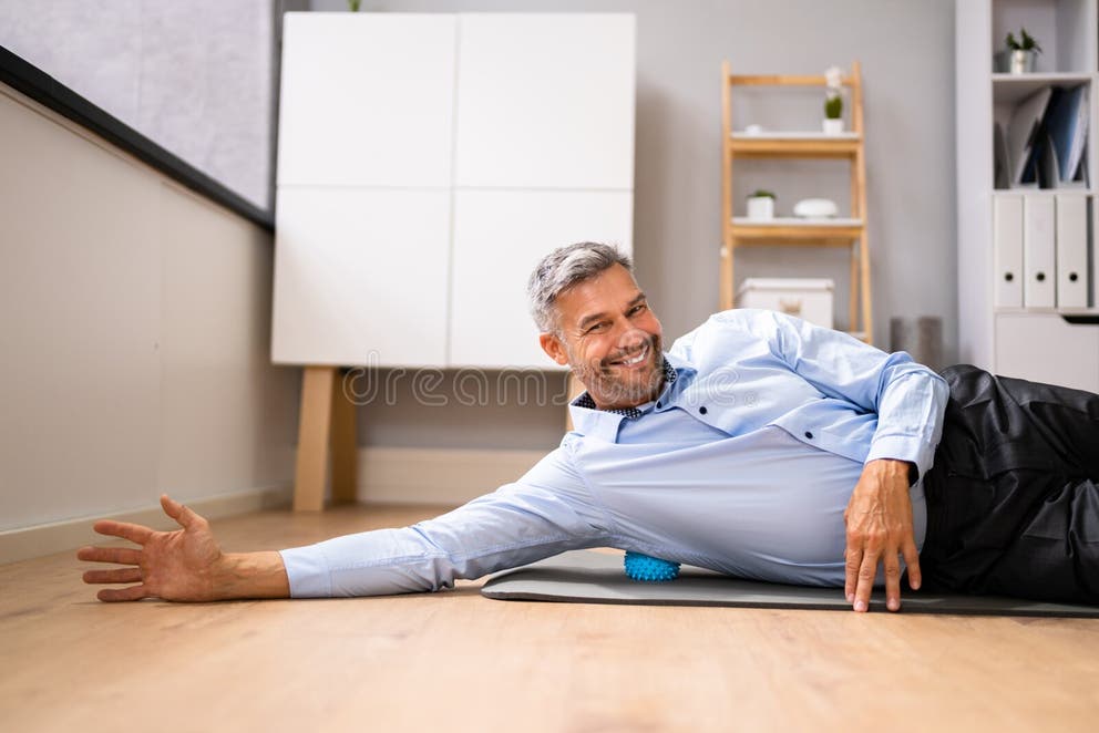 Back Trigger Point Massage Using Spiky Ball Stock Image - Image of ...