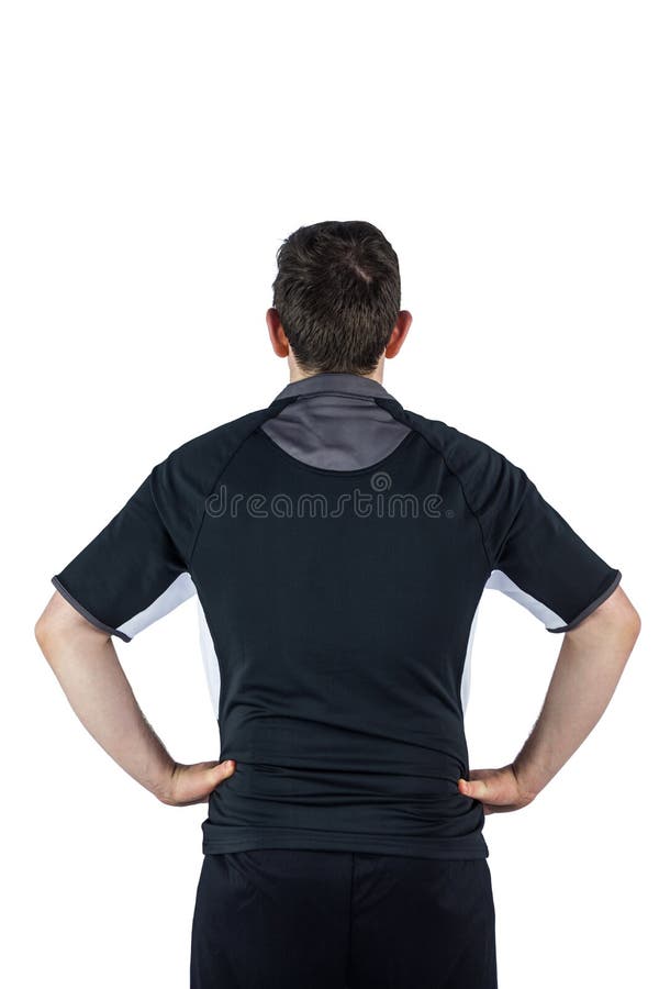 Back Turned Rugby Player with Hands on Hips Stock Image - Image of ...