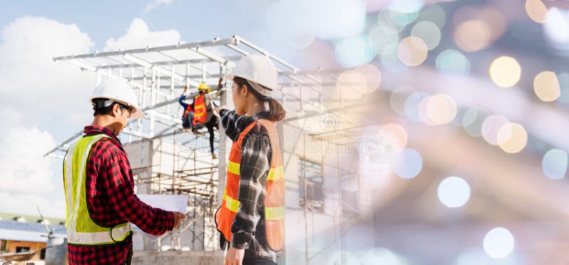 Back Two Architect and Client Discussing Help Create Plan with ...