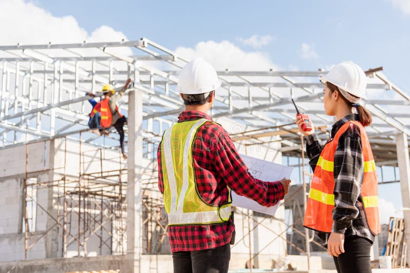 Back Two Architect and Client Discussing Help Create Plan with ...