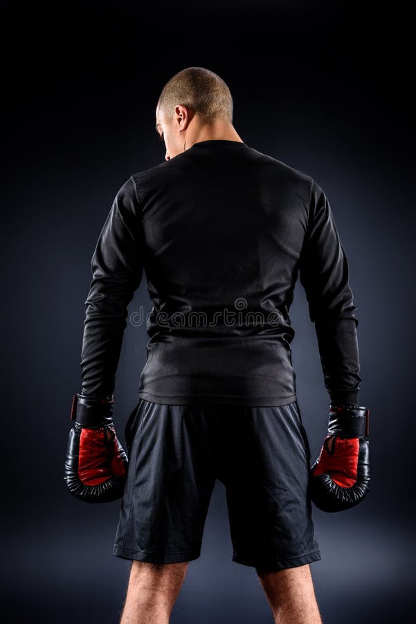 Back View of African American Boxer in Gloves Stock Image - Image of ...