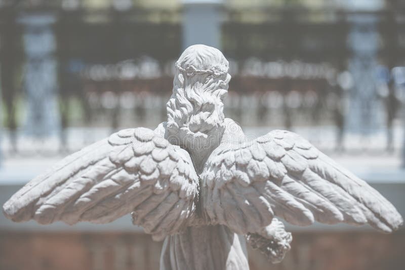 Back view of Angel statue stock image. Image of cemetery - 65114951