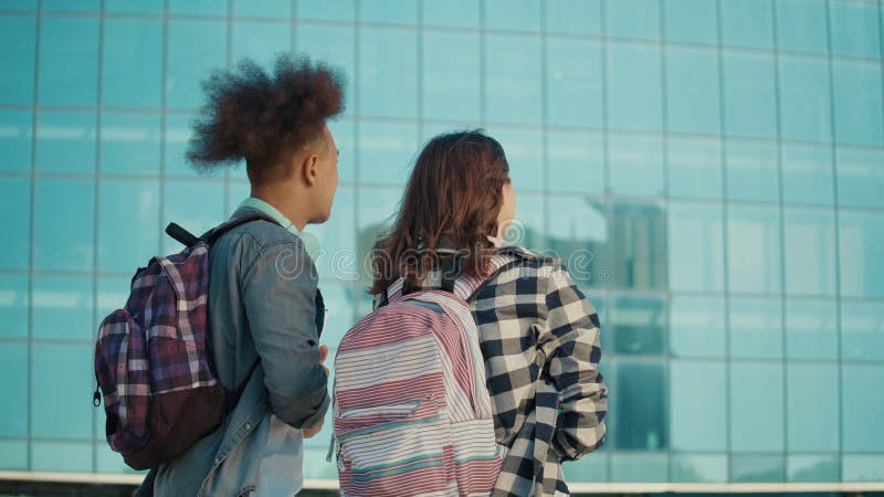 Attractive Students Talking on Background of College Stock Video ...