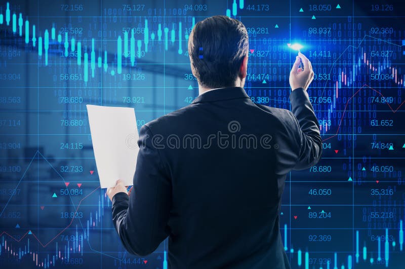 Back View of Attractive Young European Businessman with Paperwork and ...