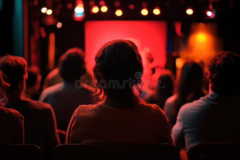 Back View of Audience Watching Theater Show Stock Image - Image of ...