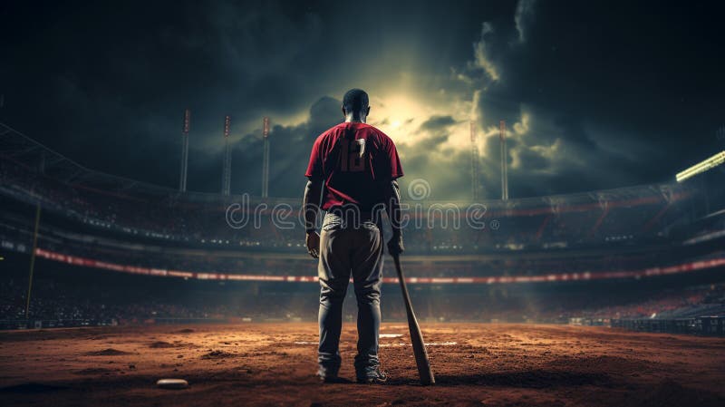 Back View of Baseball Player with Bat Stock Illustration - Illustration ...