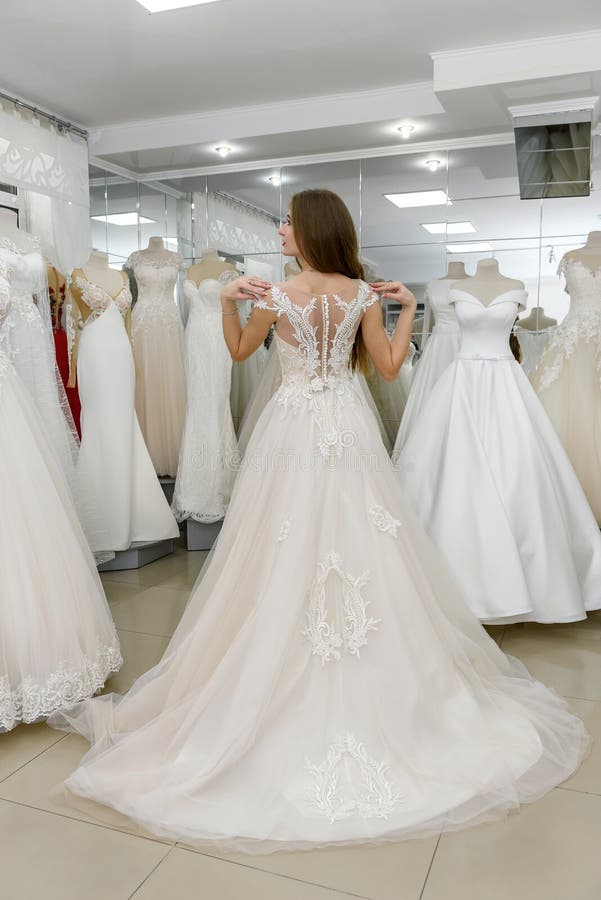 Back View at Beautiful Bride in Salon Stock Image - Image of person ...