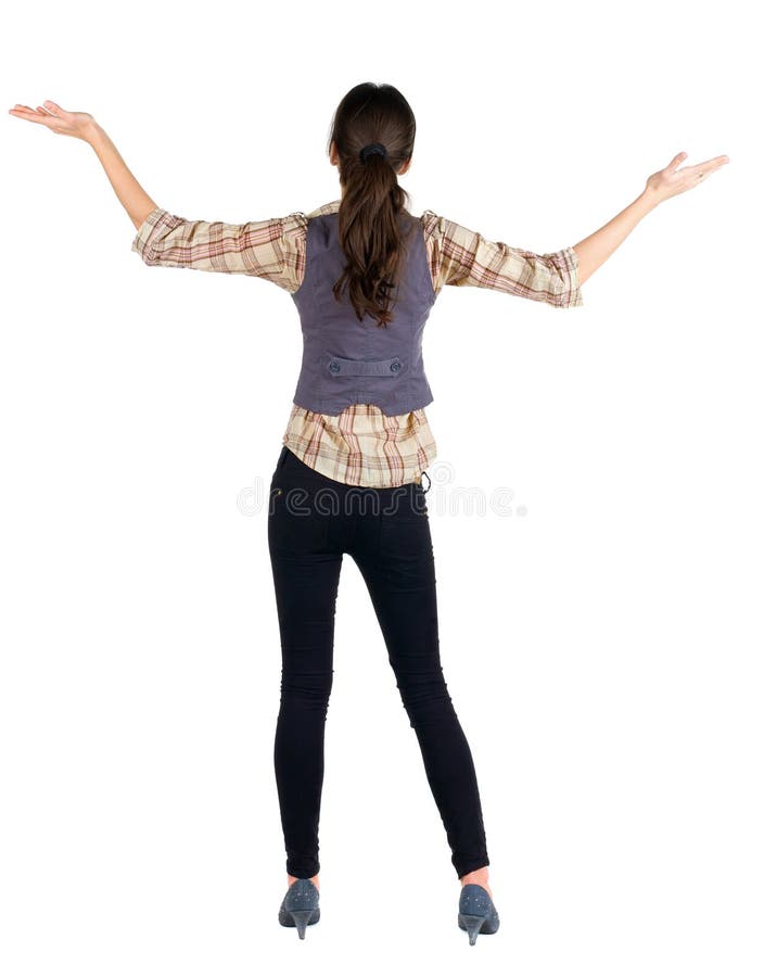 Back View of Standing Young Beautiful Woman. Stock Photo - Image of ...