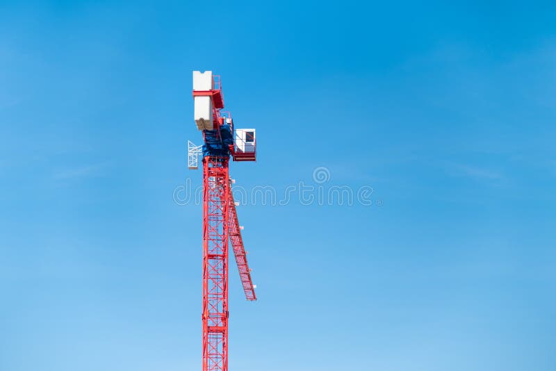 Big White Construction Tower Crane Back View Stock Photos - Free ...