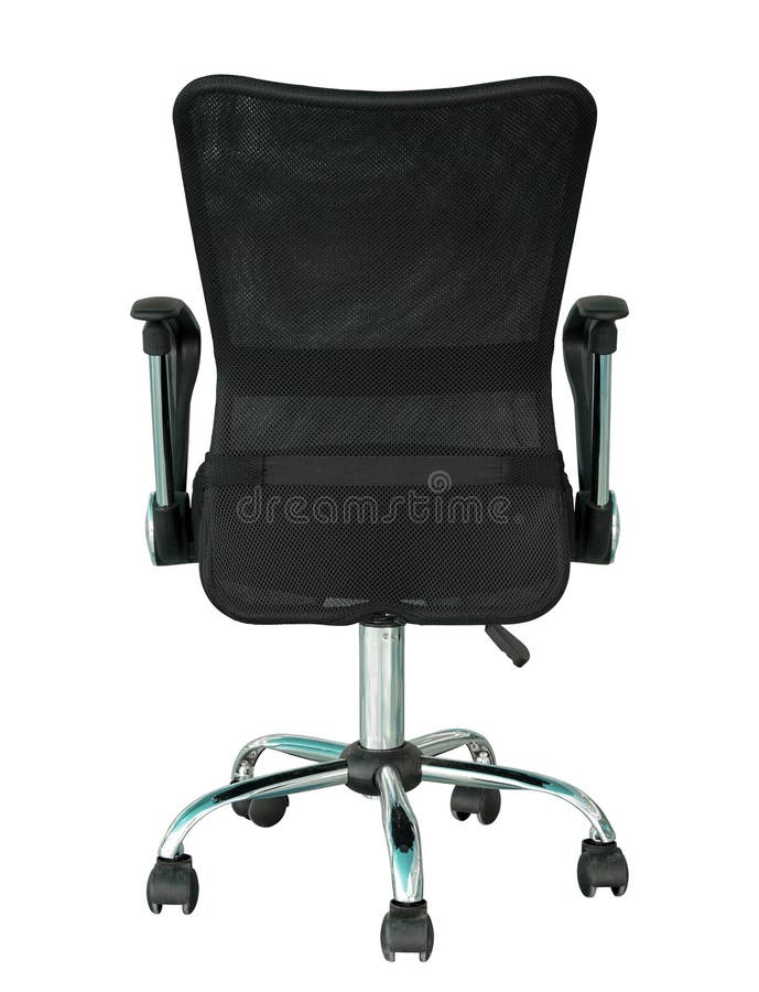Back View of Black Office Chair Isolated on White Stock Image - Image ...