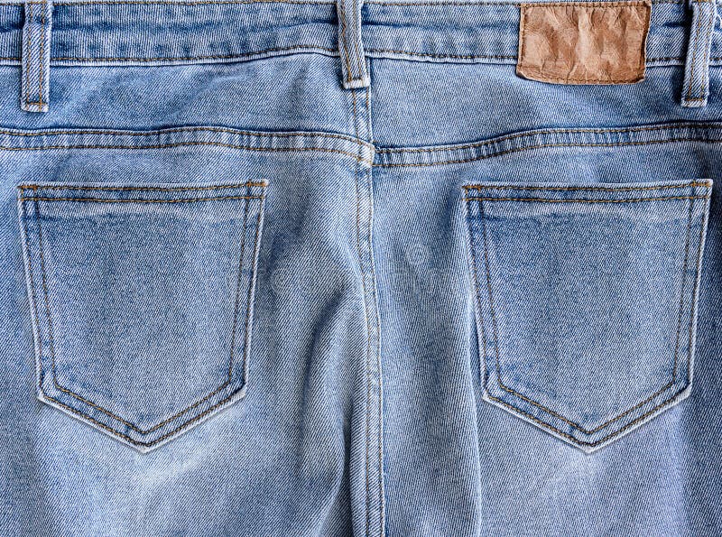 Back View Blue Jeans with Empty Jeans Label Stock Image - Image of ...