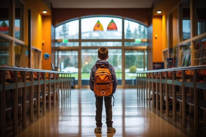 Back View of Boy in School. Education in Elementary School. Generative ...