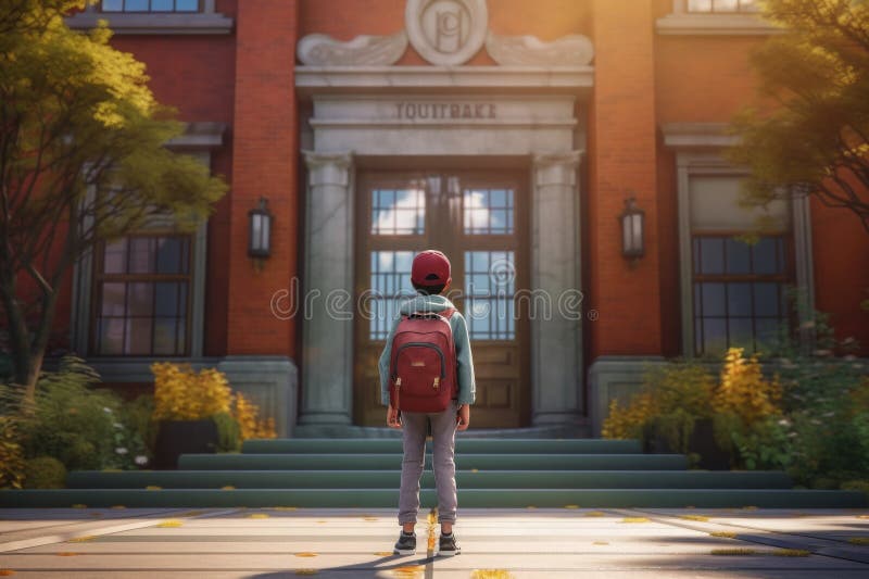 Back View of Boy in School. Education in Elementary School. Generative ...