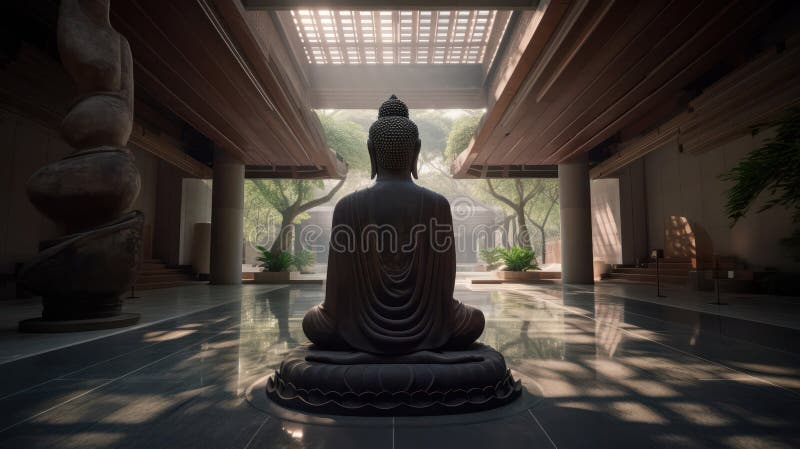 Back View of the Buddha Statue . Stock Illustration - Illustration of ...