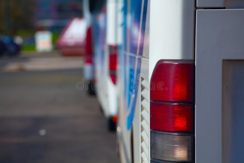 Back view of bus, red lamp stock image. Image of stylish - 91658153