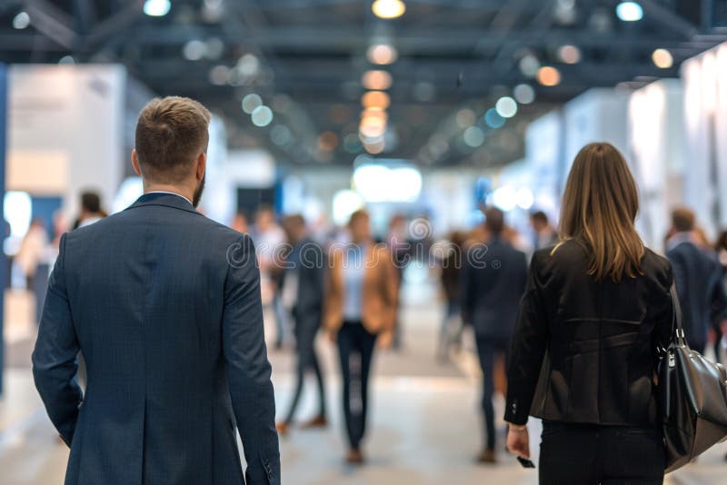 Back View of Business Executives Standing in Exhibition Hall Stock ...