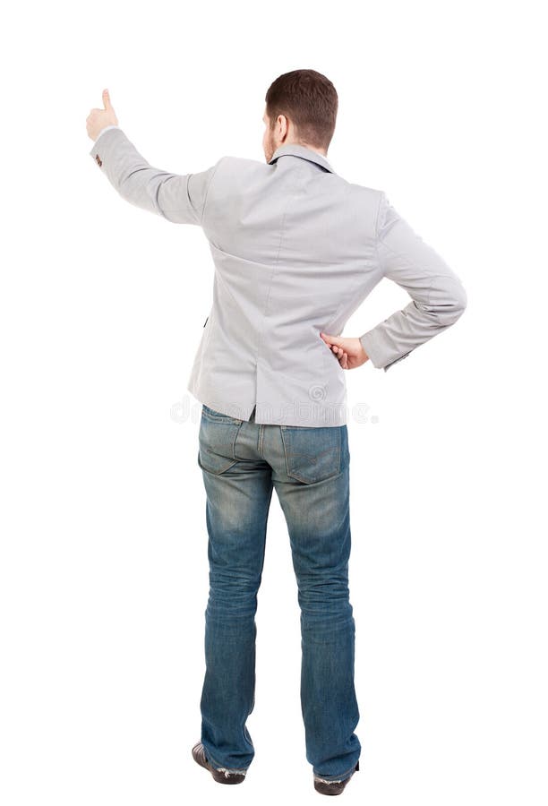 Back View of Business Man Shows Thumbs Up Stock Image - Image of human ...