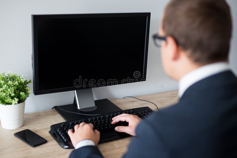 3,889 Man Back View Computer Screen Stock Photos - Free & Royalty-Free ...