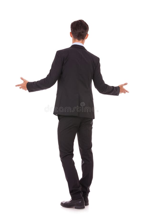 Back View of a Walking Casual Man Looking To a Side Stock Image - Image ...