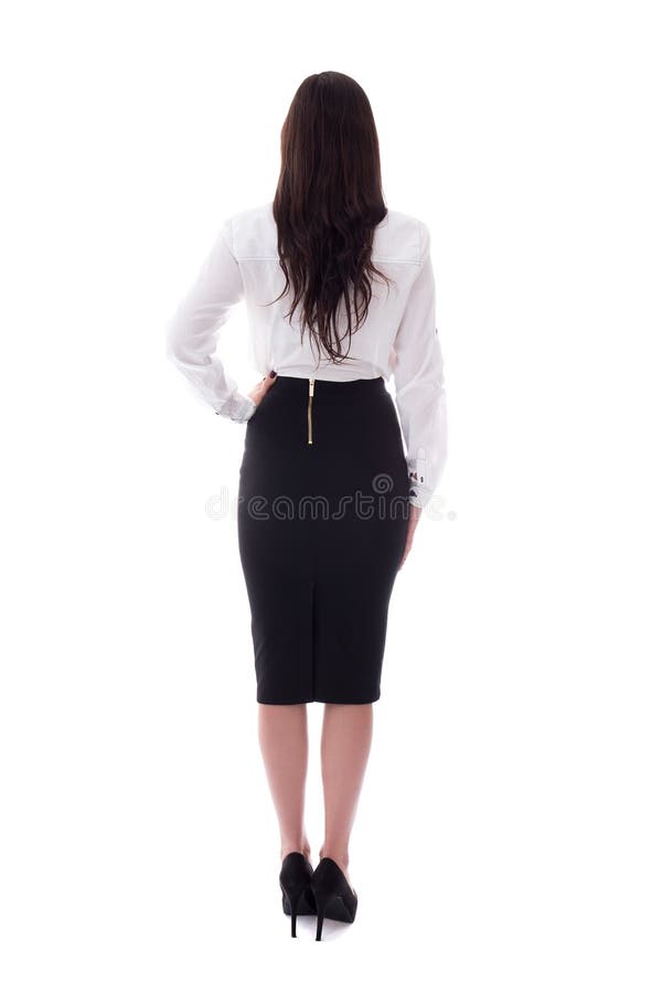Back View of Business Woman Isolated on White Stock Photo - Image of ...