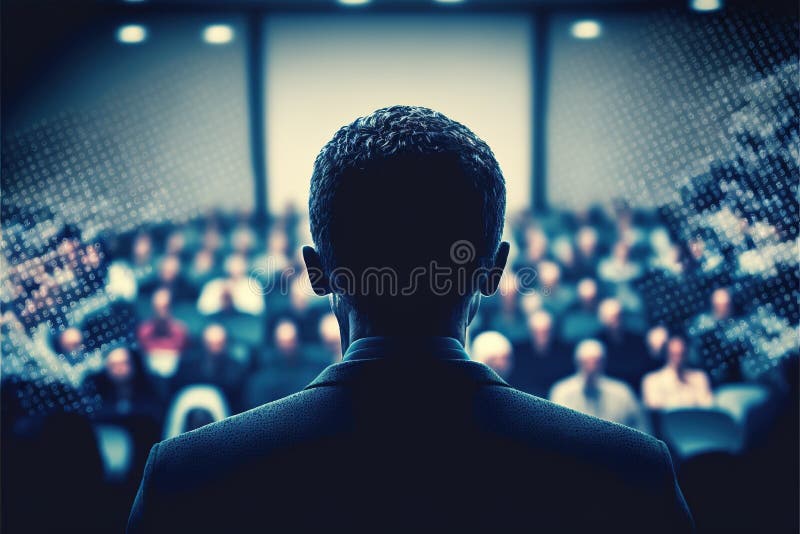 Back View of Businessman in Front of a Group of People in the ...