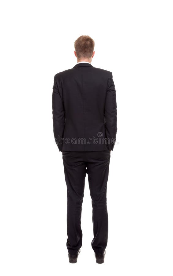 Full Body Portrait of Young Businessman, Back View Stock Photo - Image ...