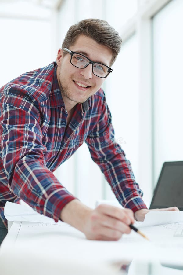 Back View of Businessman Sitting in Front of Laptop Screen. Man Typing ...