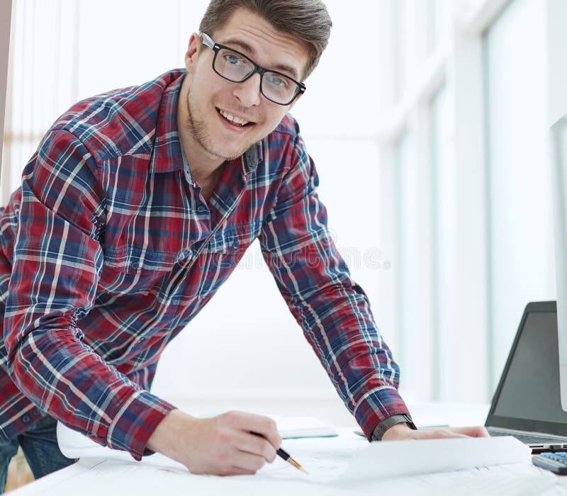 Back View of Businessman Sitting in Front of Laptop Screen. Man Typing ...