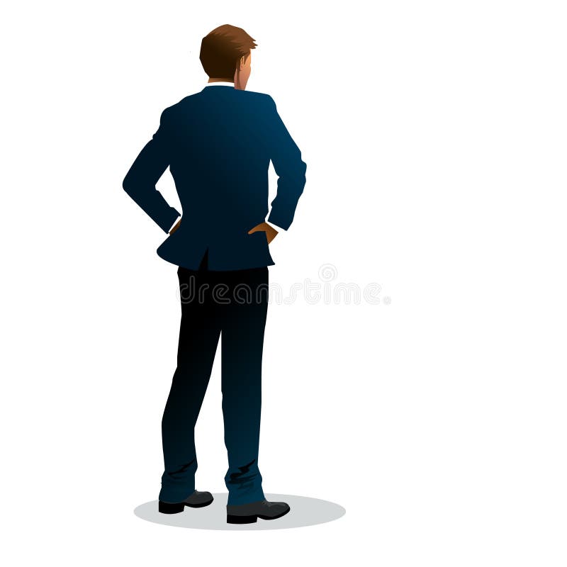 Back View Businessman Standing and Looking Arrow Forward on White ...