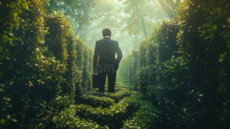 Businessman in a Maze Seeking a Solution. AI Generated. Stock ...