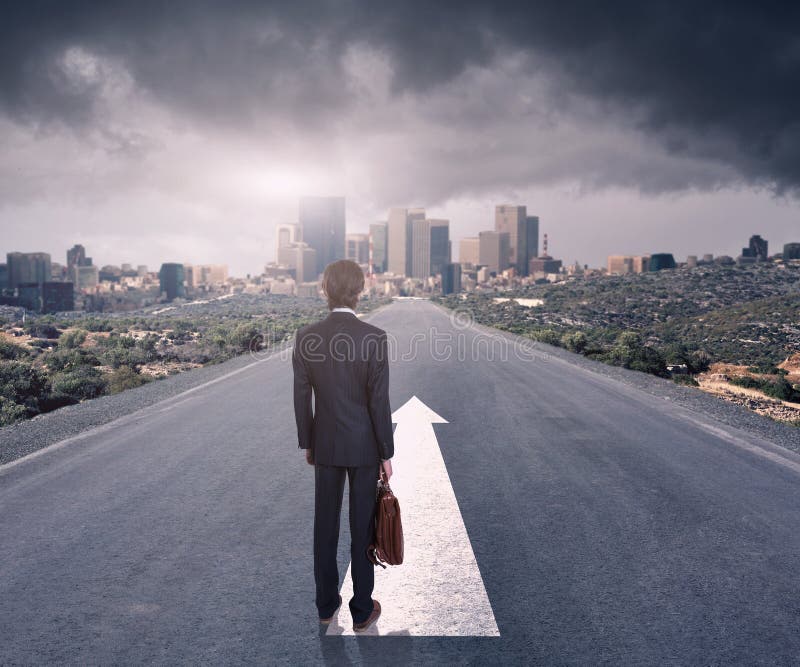 Back View of a Businessman Standing on Road Stock Photo - Image of ... Back View of a Businessman Standing on Road Stock Photo - Image of ...