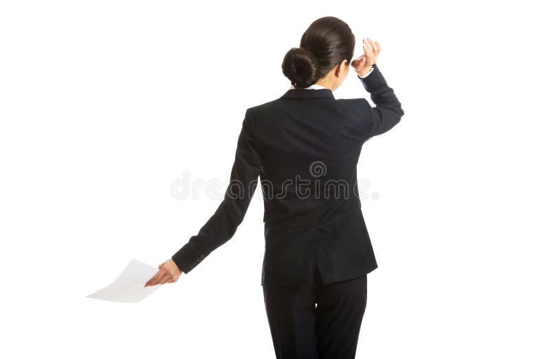 Back View of a Businesswoman with Paper Notes Stock Image - Image of ...