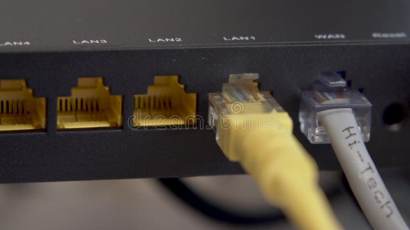 Back View of Router with Connected LAN Cables Stock Video - Video of ...