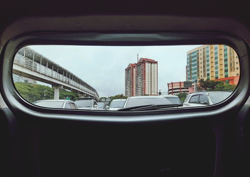 The Back View from the Car Glass. Stock Photo - Image of trees, back ...