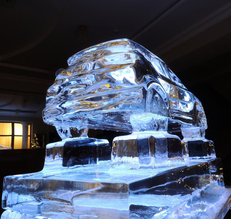 Rear Part of Car Model Made from Ice on the Ice Platform Stock Image ...