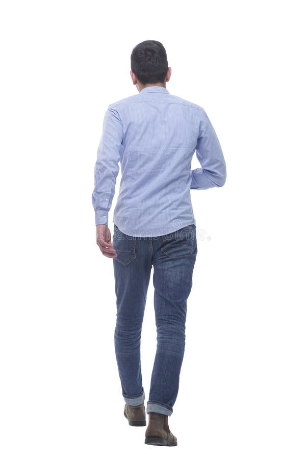 Back View. Casual Young Man Confidently Striding Away Stock Photo ...