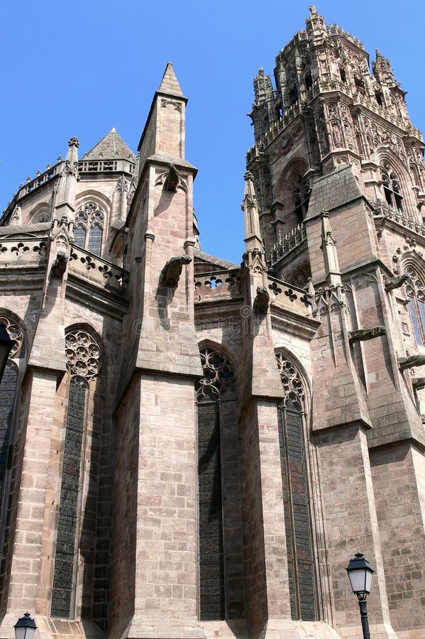Back View of the Cathedral of Rodez Stock Photo - Image of religious ...