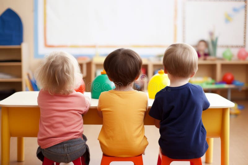 Back View Children Group. Generate Ai Stock Illustration - Illustration ...