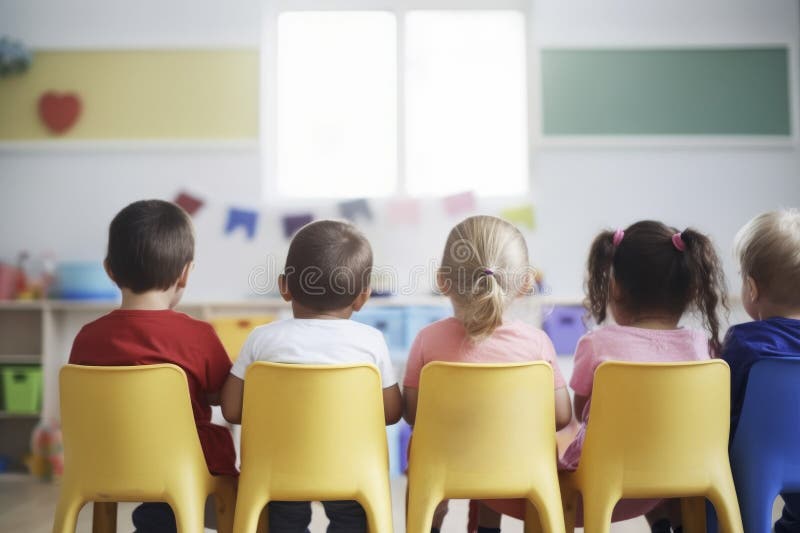 Back View Children Learning. Generate Ai Stock Illustration ...