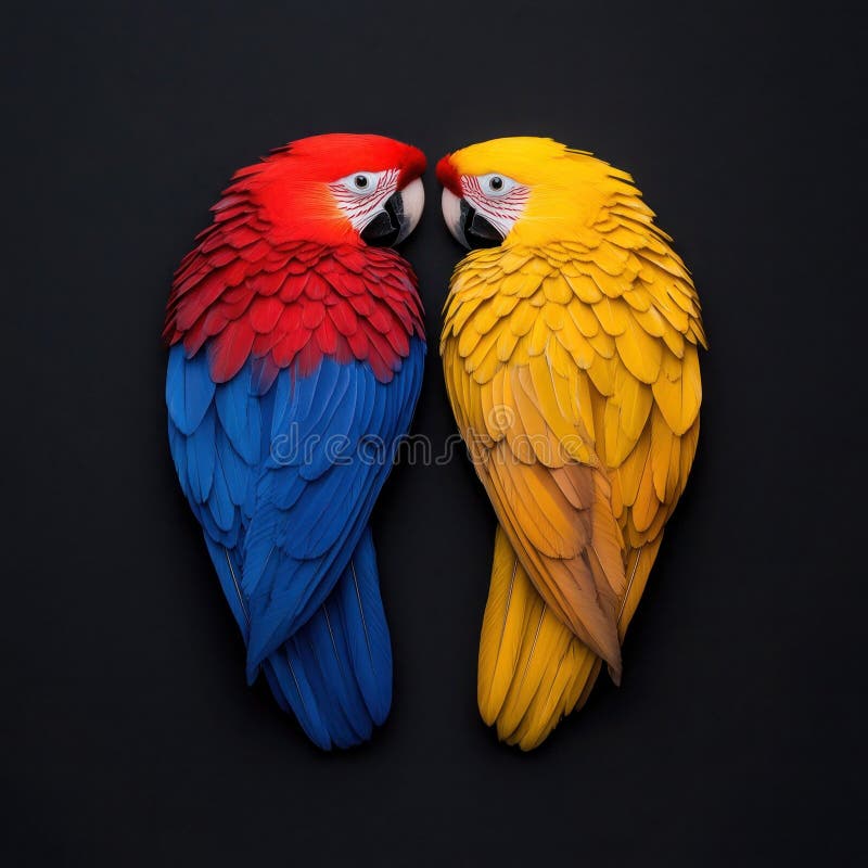 Back View Colorful Macaw Animal Bundle Isolated White Background Stock ...