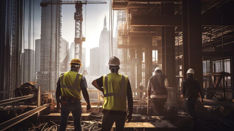 Back View of Construction Worker Stock Image - Image of generated ...