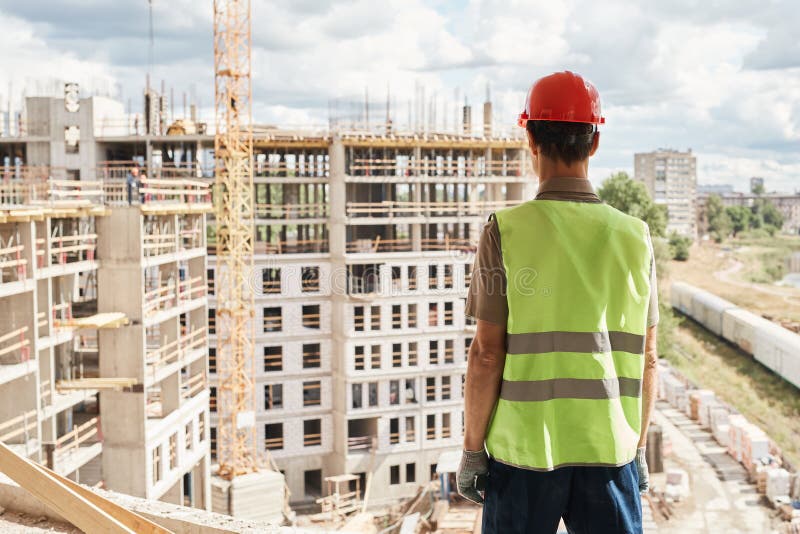 Construction Worker Back View Stock Image - Image of industry, unform ...