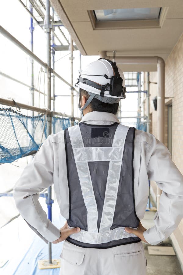 Back View of Construction Workers Stock Image - Image of exterior ...