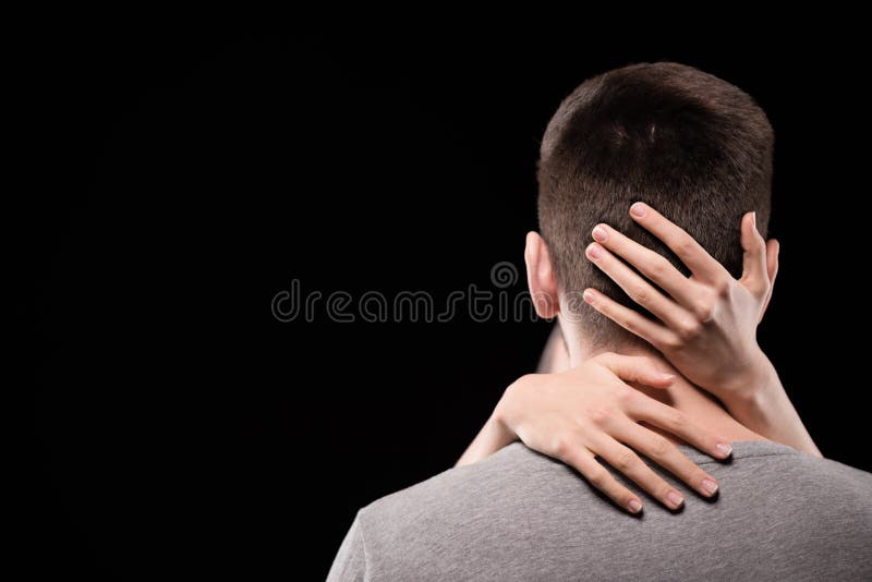 Back View of Couple in Love Hugging Stock Image - Image of hugging ...