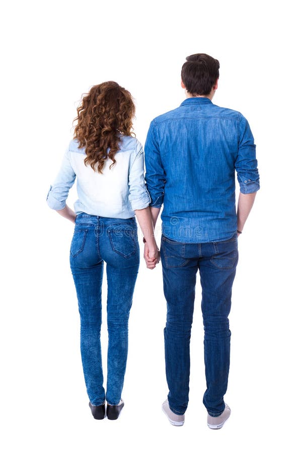 Back View of Couple Standing Isolated on White Stock Photo - Image of ...