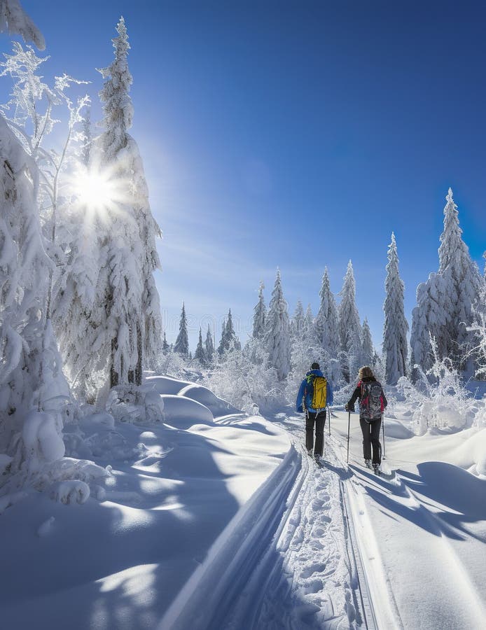 Back View Couple Walking through the Forest on a Sunny Day. Weekend ...