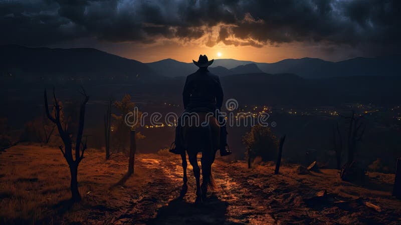 Back View of a Cowboy AI Generated Stock Illustration - Illustration of ...